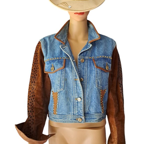 Cache | Jackets & Coats | Denim Leather Suede Hair Hide Vintage Jacket ...